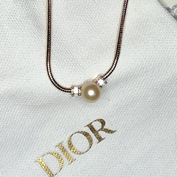 Dior | Jewelry | Vintage Dior Snake Chain Necklace With Pearl And ...